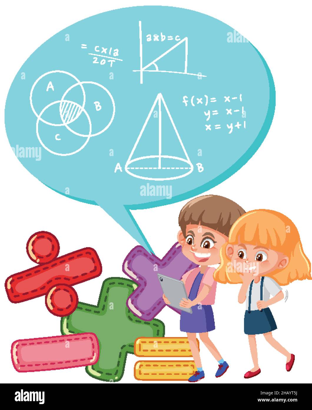 Girls with math symbols illustration Stock Vector Image & Art - Alamy