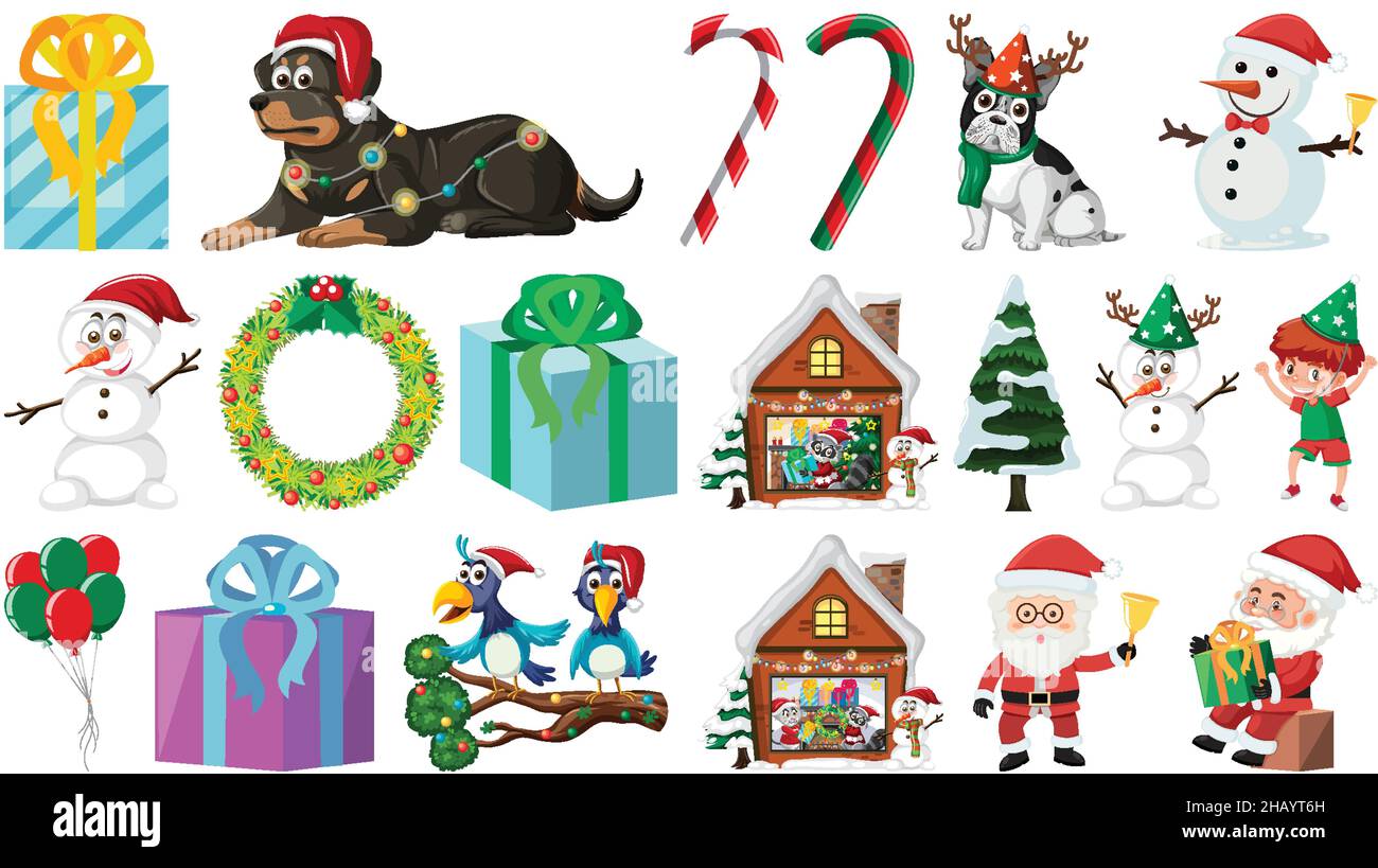 Isolated Christmas Objects And Elements Set illustration Stock Vector ...