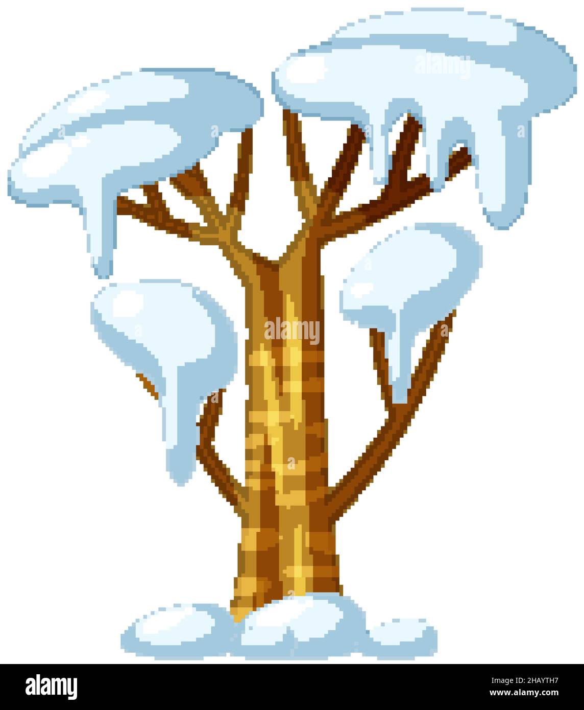 Snow covered tree on white background illustration Stock Vector Image ...