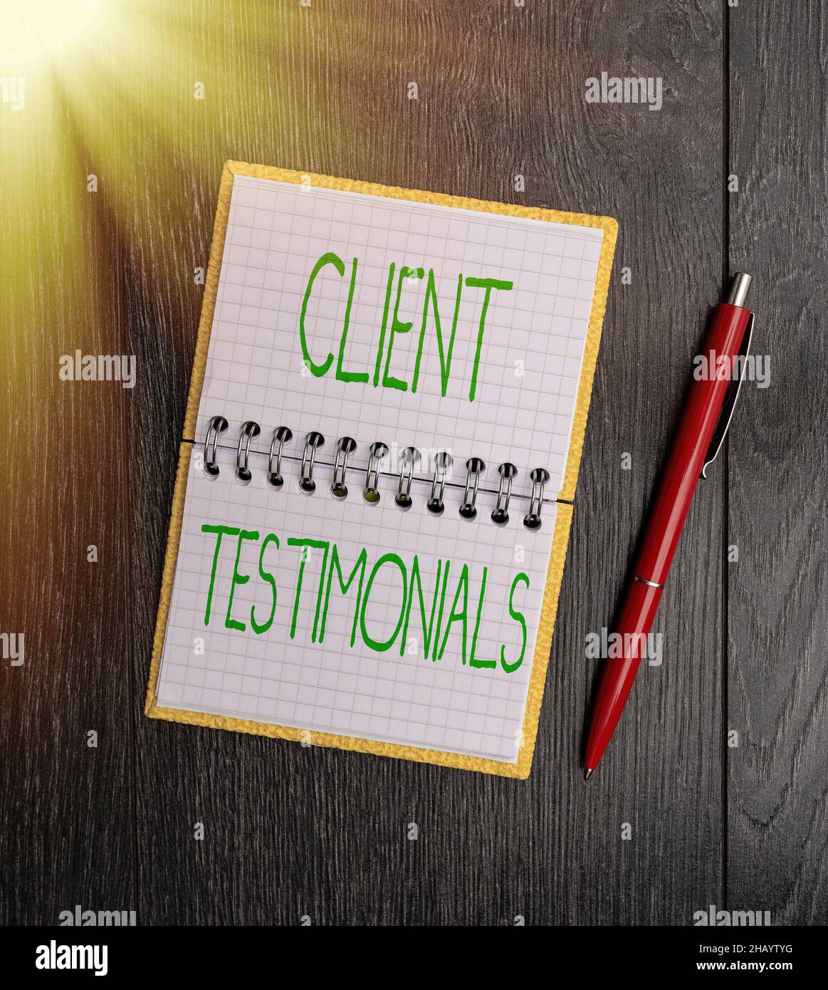 Conceptual caption Client Testimonials. Business overview Written ...