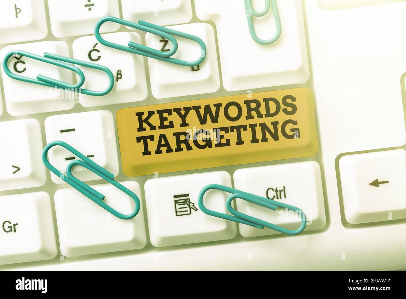 Text caption presenting Keywords Targeting. Word Written on Use ...