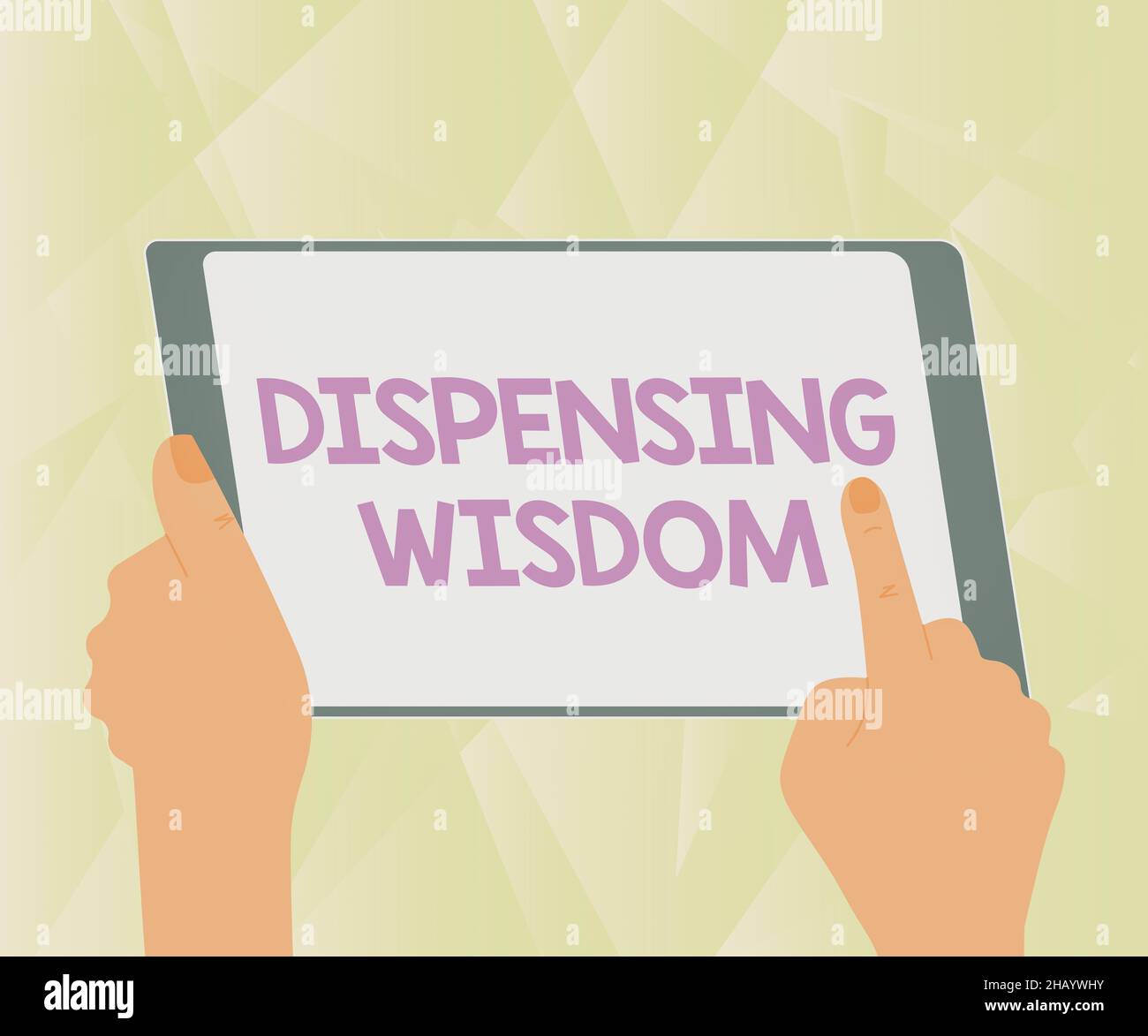 Text sign showing Dispensing Wisdom. Business concept Giving intellectual facts on variety of ...