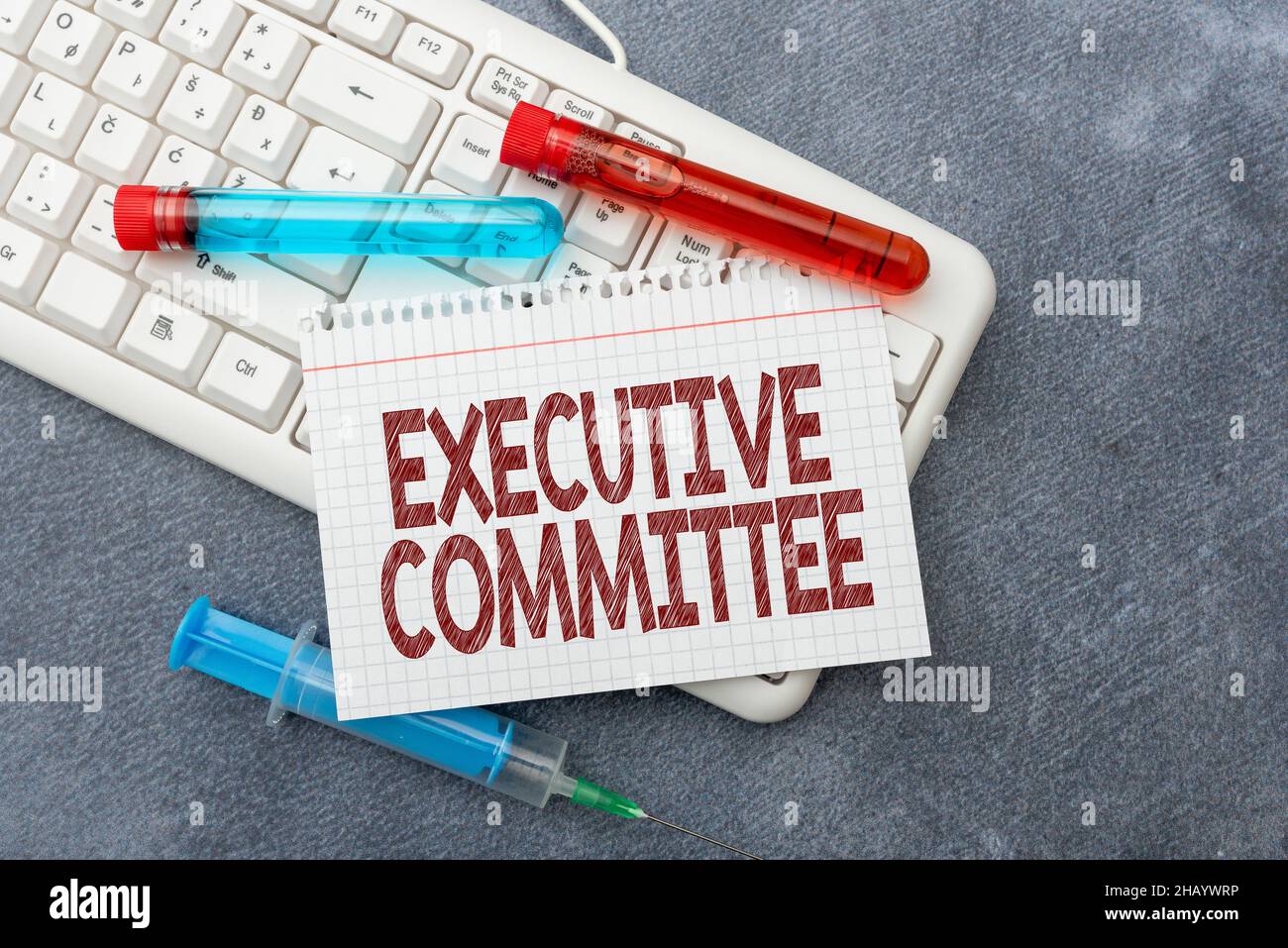 Sign displaying Executive Committee. Concept meaning Group of Directors ...