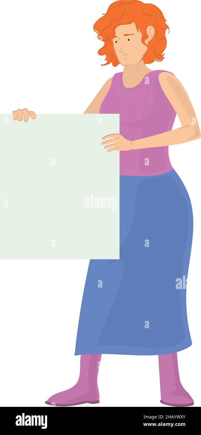lady holding sign over white Stock Vector Image & Art - Alamy
