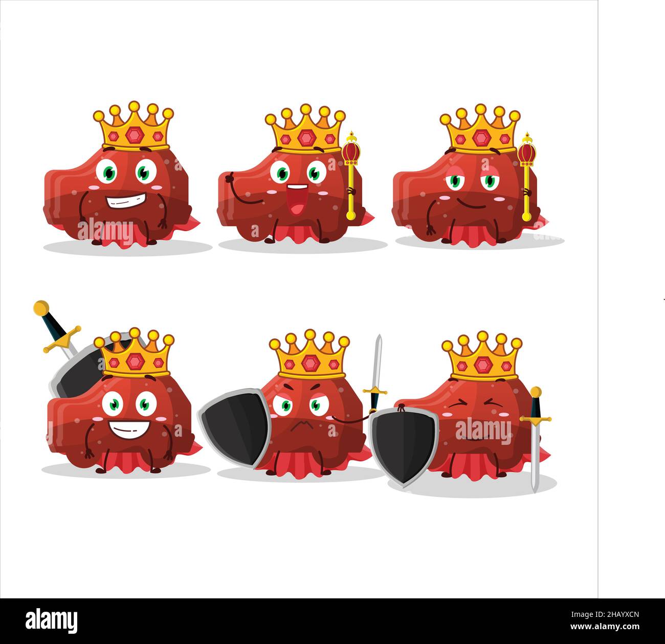 A Charismatic King red car gummy candy cartoon character wearing a gold ...