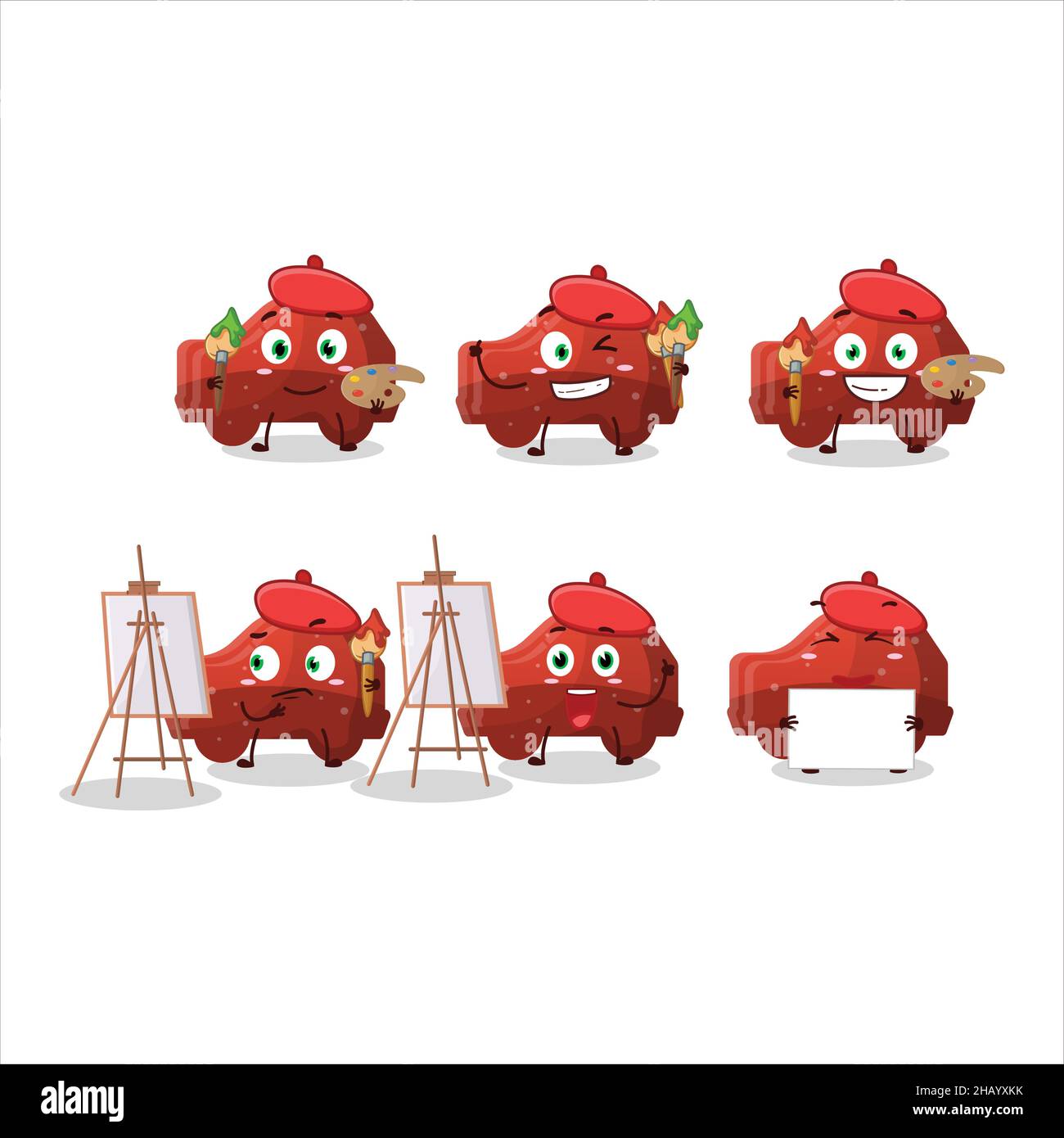 Artistic Artist of red car gummy candy cartoon character painting with ...