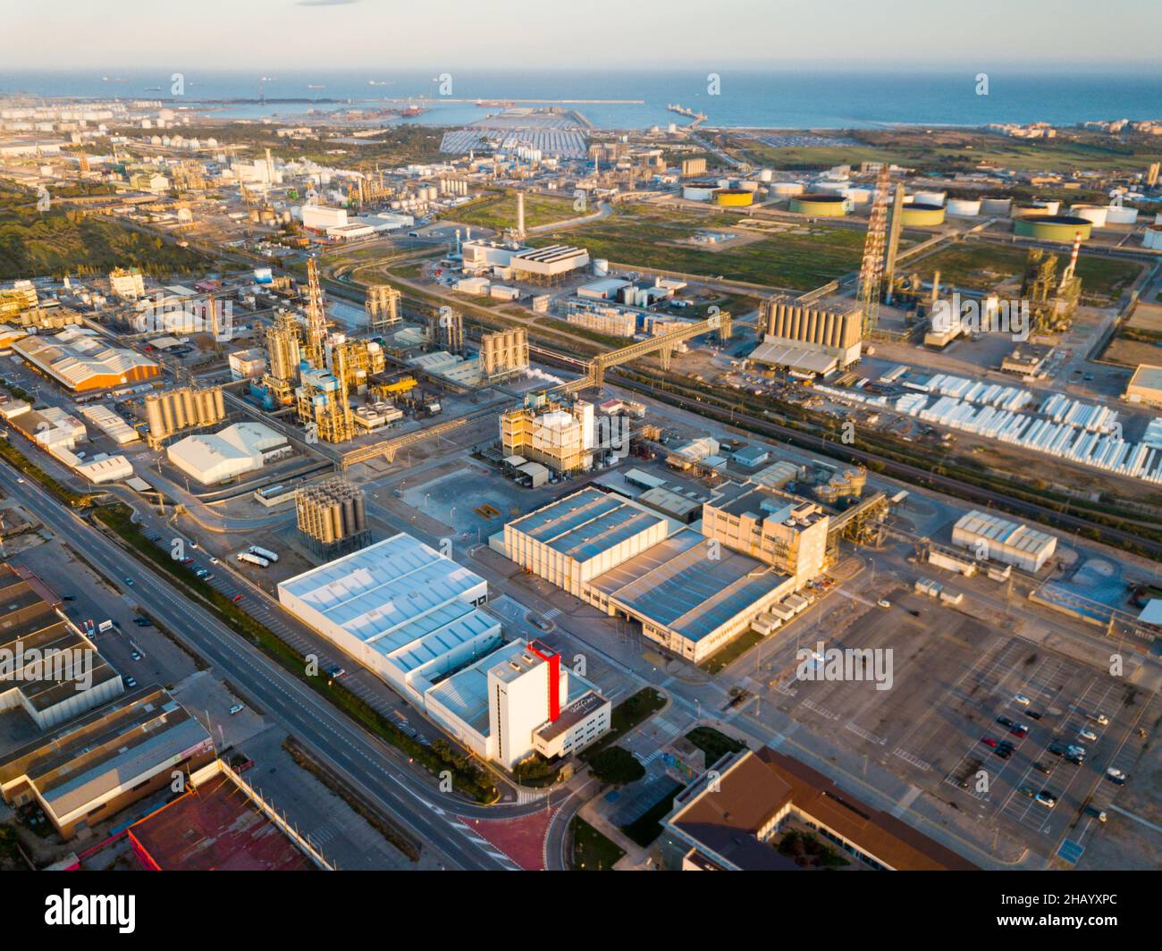 Aerial view of chemical factory Stock Photo - Alamy