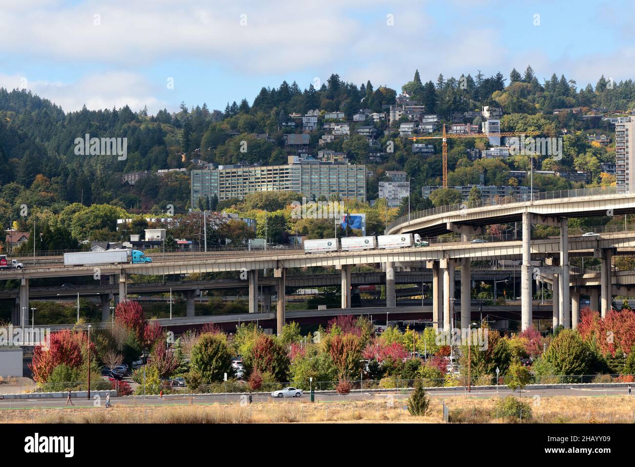 I-5 and 1-405 interchange in Portland, Oregon. Interstate 5 and ...