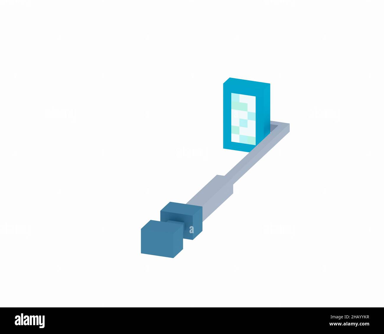 Selfie stick and smartphone, a digital art of steel monopod with mobile ...