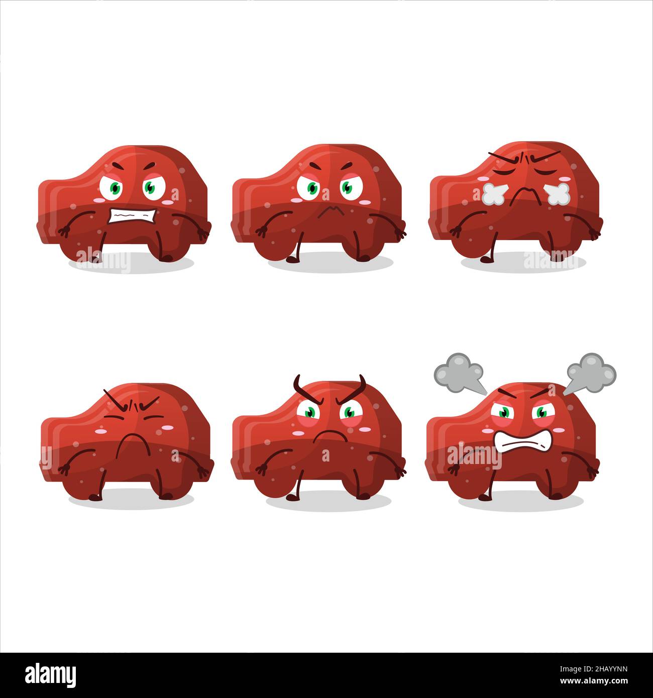 Red car gummy candy cartoon character with various angry expressions ...