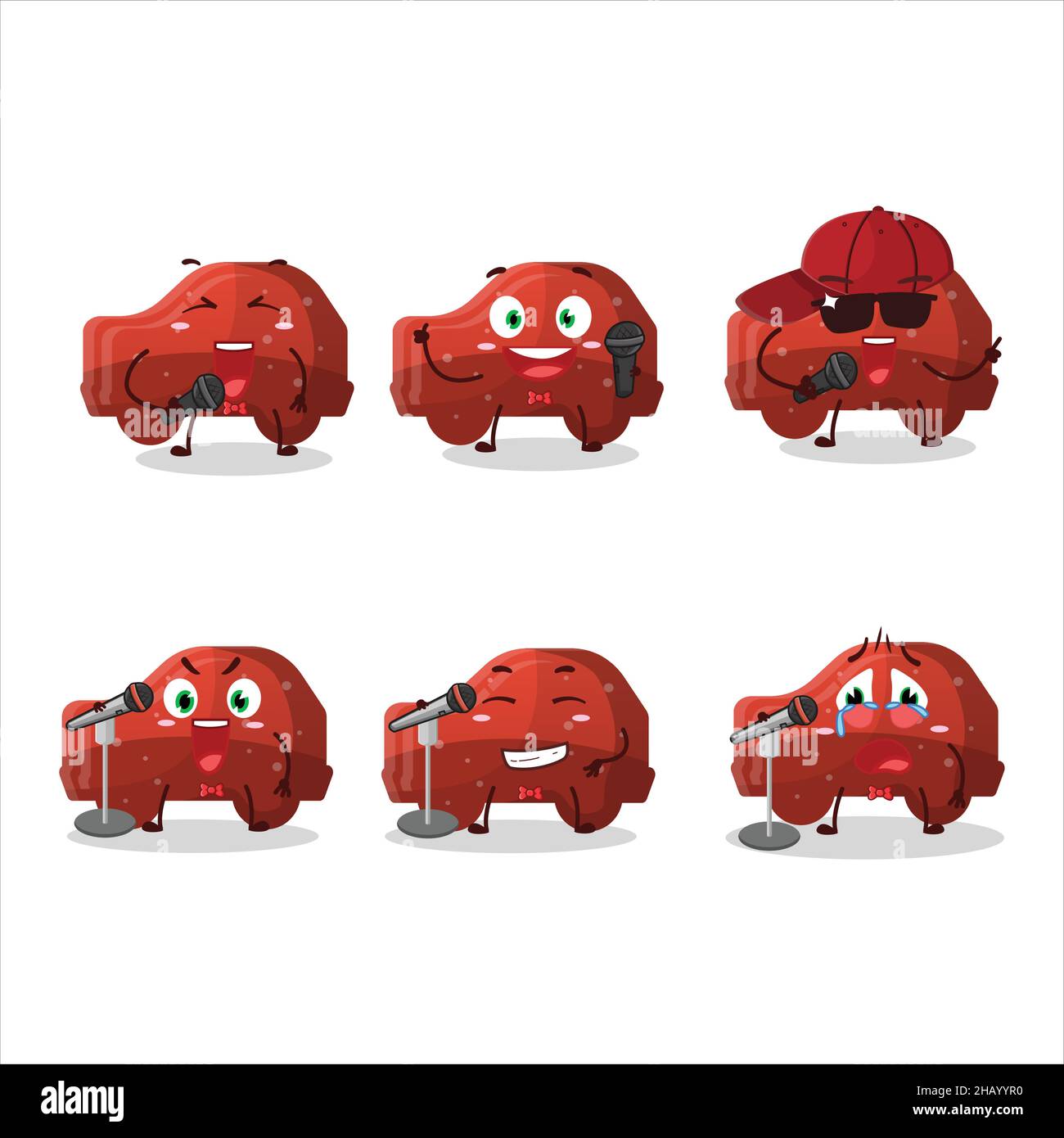 A Cute Cartoon design concept of red car gummy candy singing a famous ...