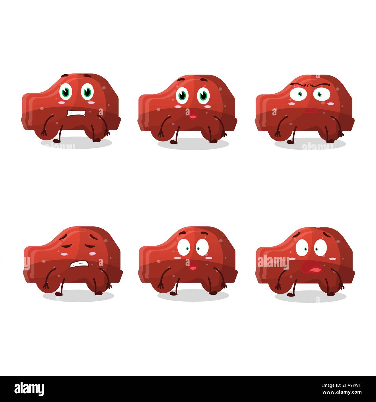 Character cartoon of red car gummy candy with scared expression. Vector ...