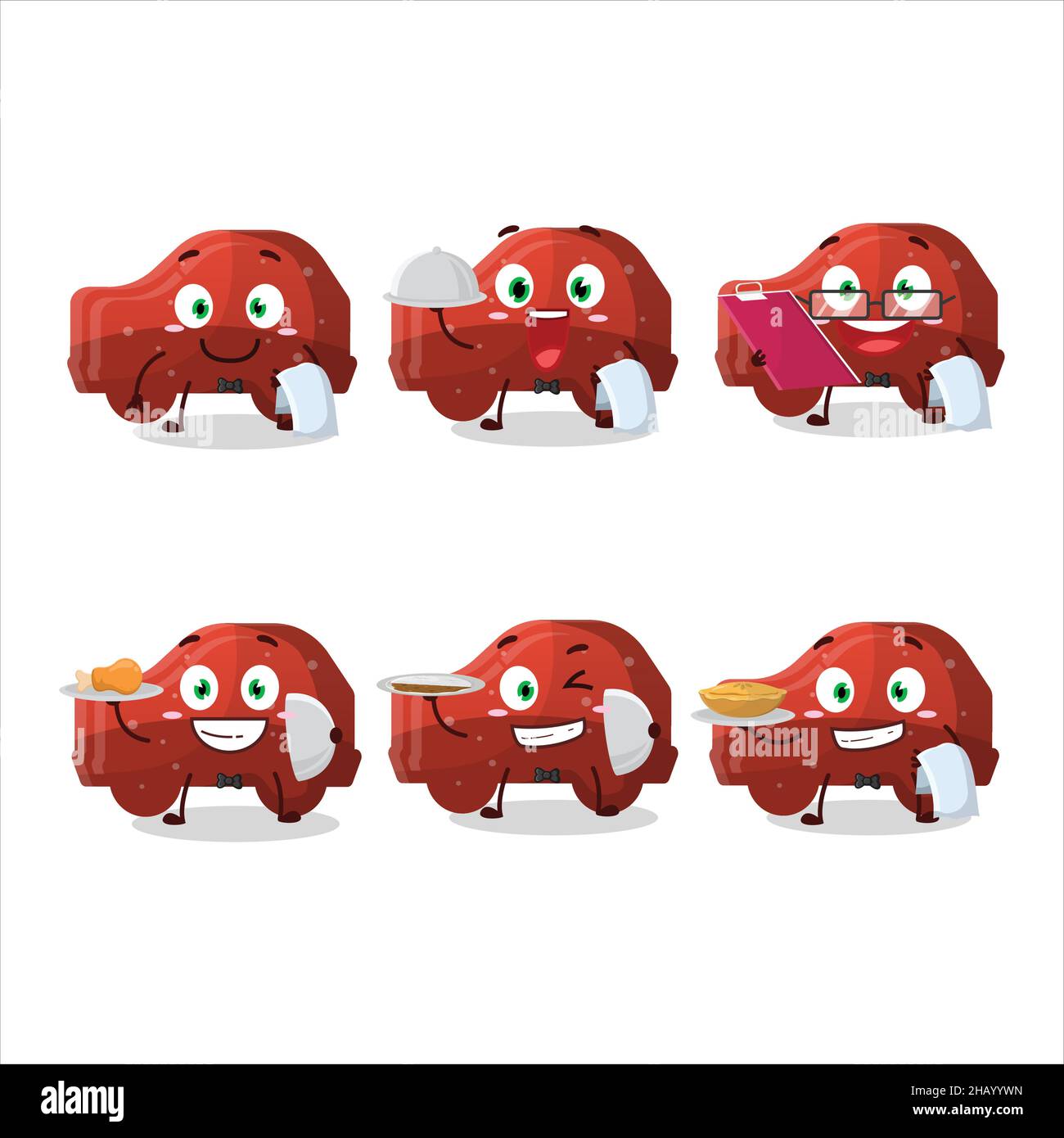 happy red car gummy candy waiter cartoon character holding a plate ...