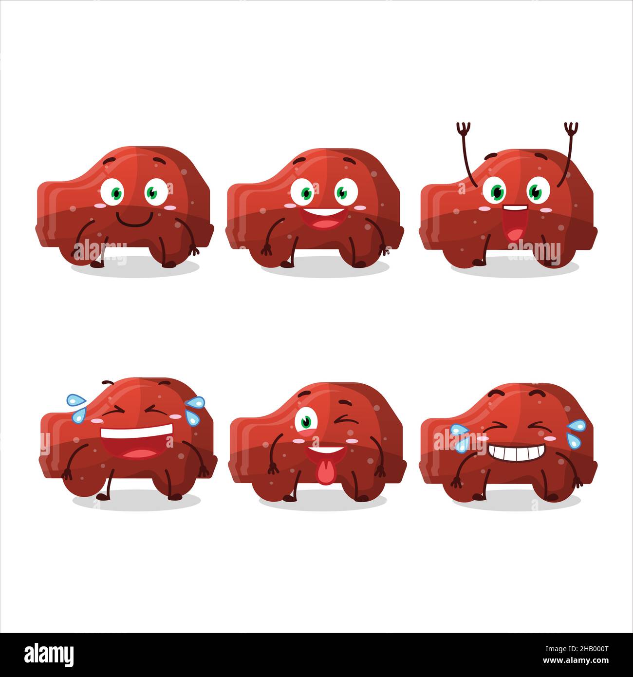 Cartoon character of red car gummy candy with smile expression. Vector ...
