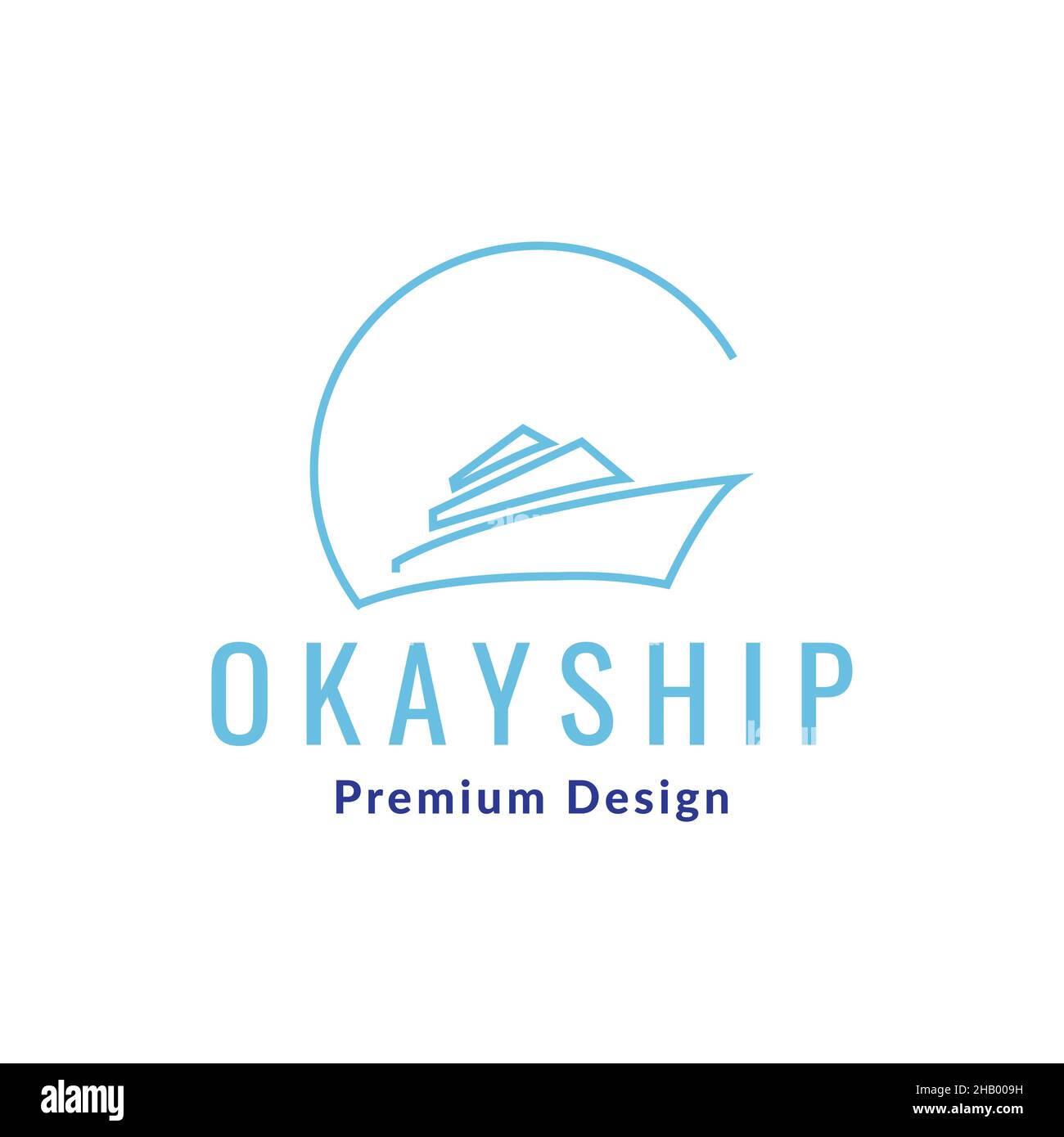continuous line ship circle logo design vector graphic symbol icon sign ...