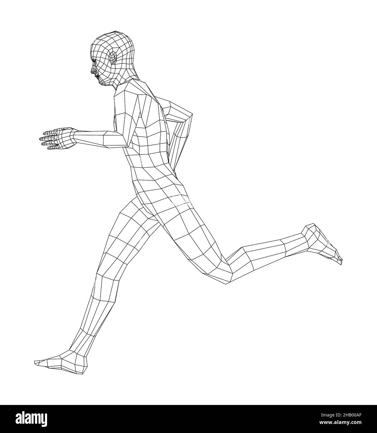 Wireframe running man. 3d illustration Stock Photo - Alamy