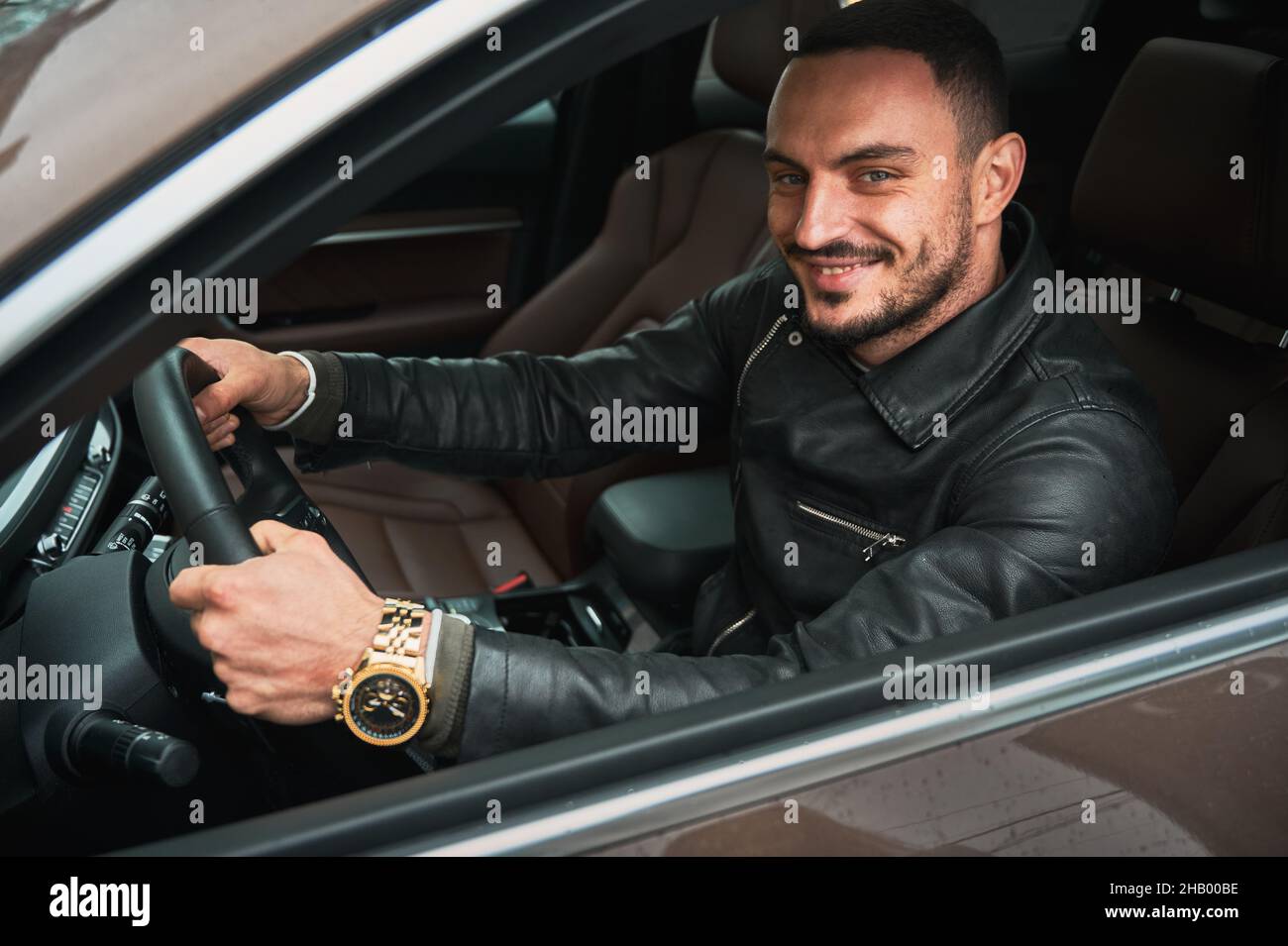 Handsome man driving car wearing hi-res stock photography and images ...