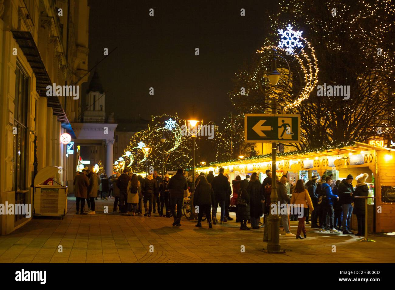 Debrecen Christmas market at night Stock Photo - Alamy