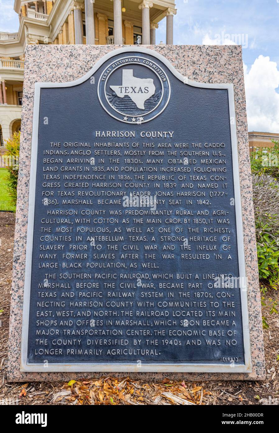 Marshall, Texas, USA - June 28, 2021: Plaque tells the History of ...