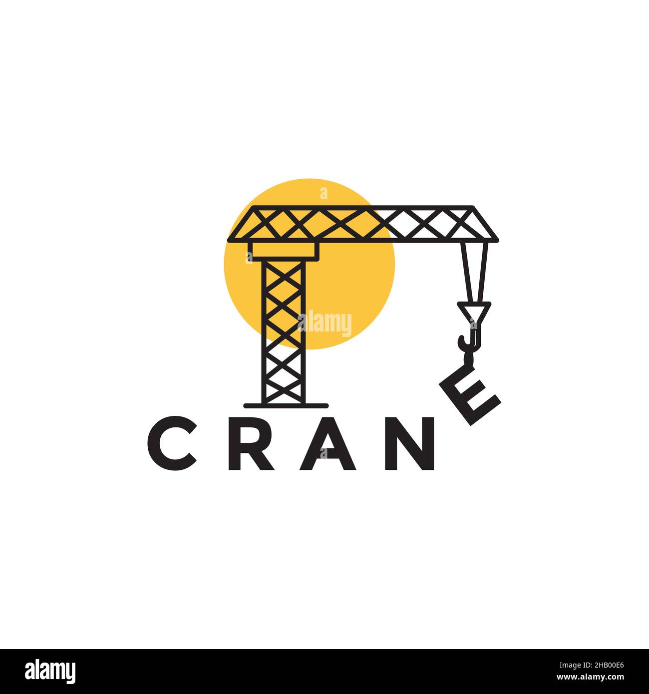 vintage line crane with sunset logo design vector graphic symbol icon ...