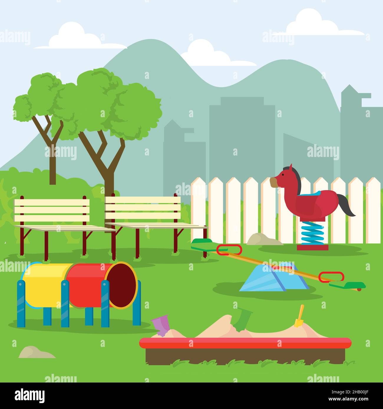 playground park illustration with games Stock Vector Image & Art - Alamy