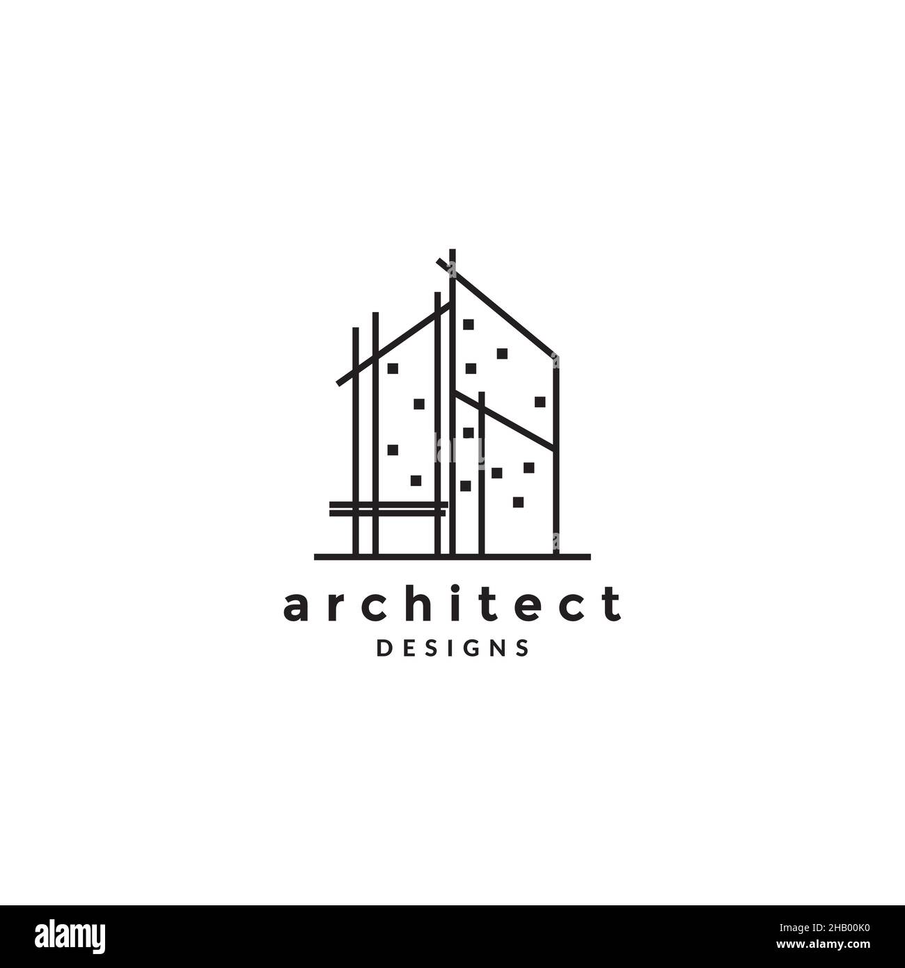 line architect construction structure logo design vector graphic symbol ...