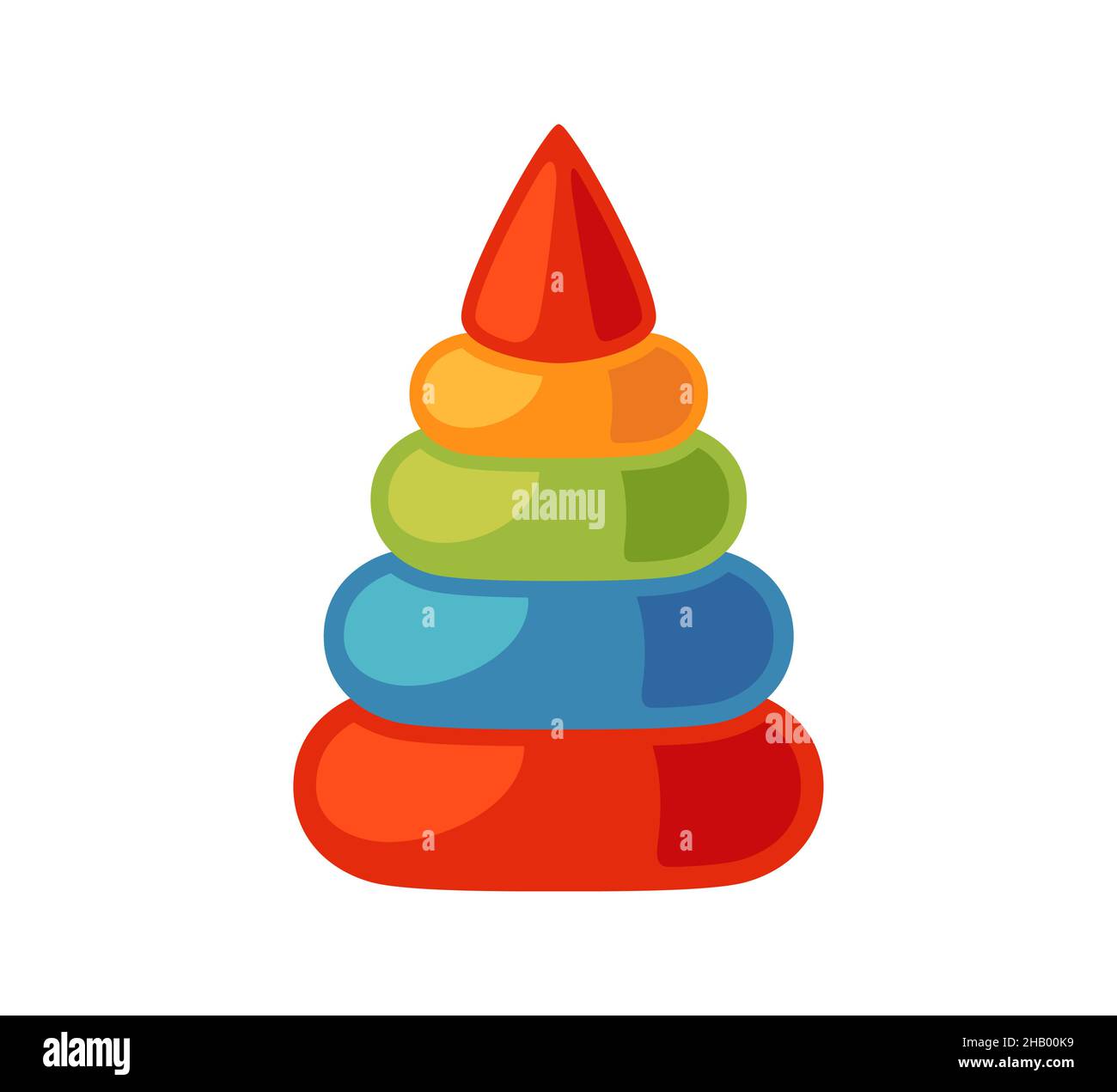 Multicolored baby pyramid with wooden rings. Montessori education logic ...