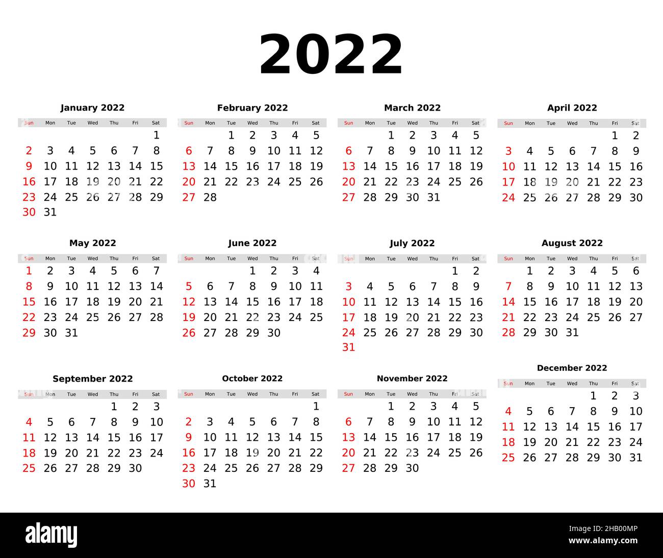 Vector calendar 2022 for planning. Design and template with weeks Stock ...