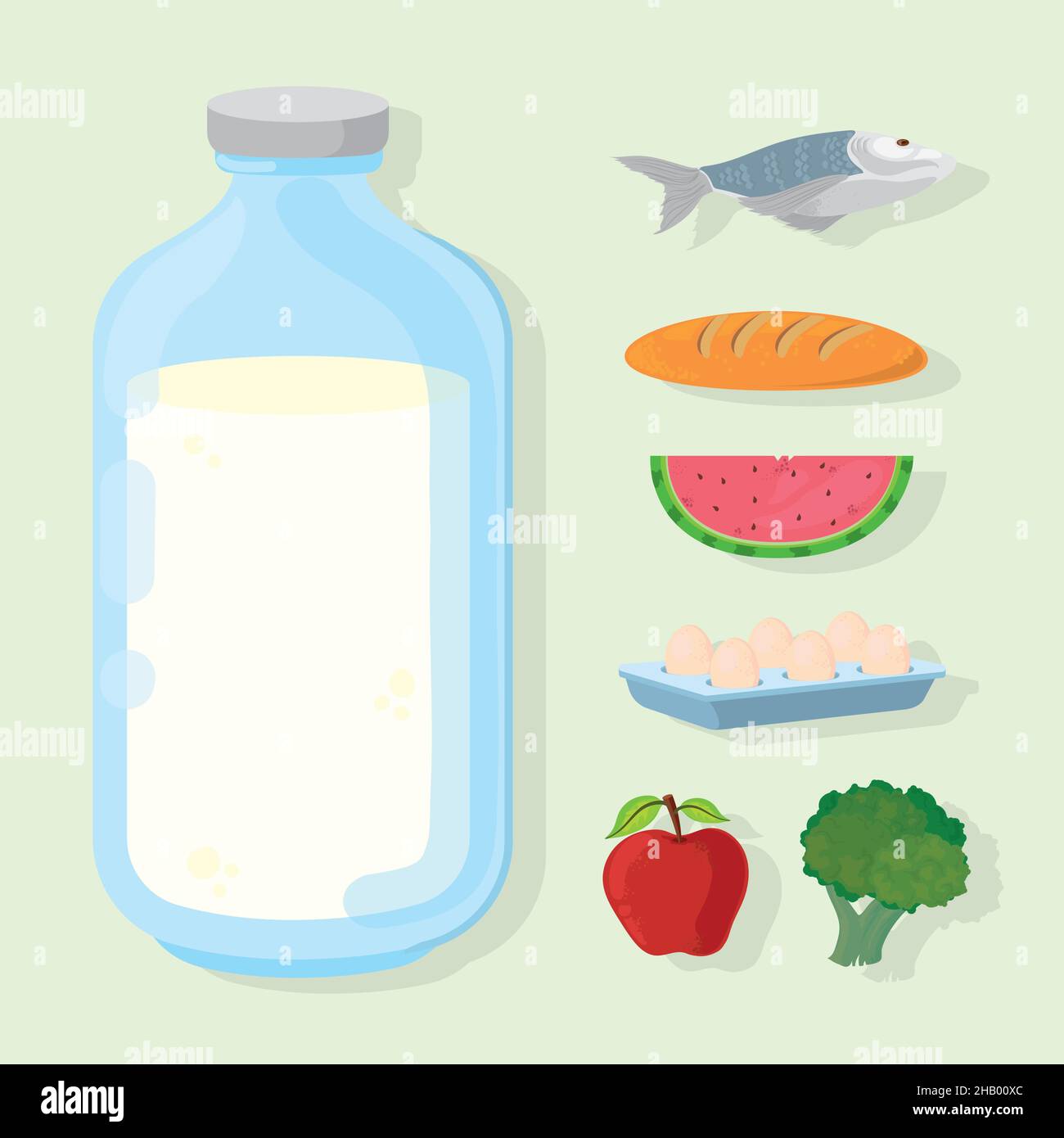 set of seven food items Stock Vector Image & Art - Alamy