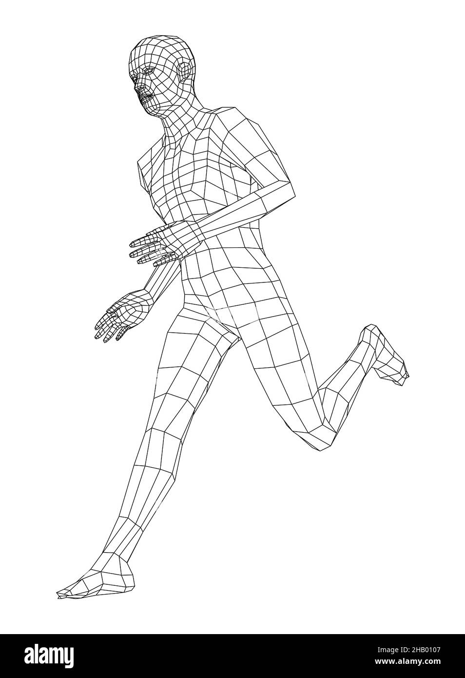 Wireframe running man. 3d illustration Stock Photo - Alamy