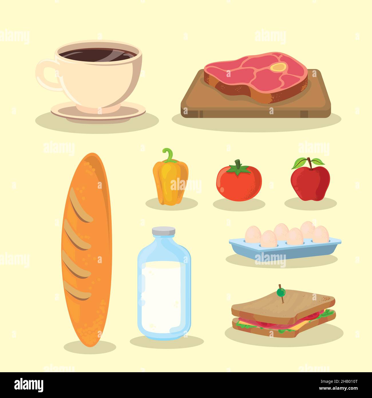 set of nine food items Stock Vector Image & Art - Alamy