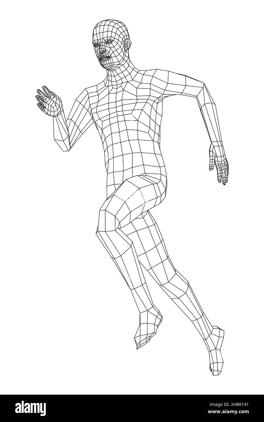 Wireframe running man. 3d illustration Stock Photo - Alamy
