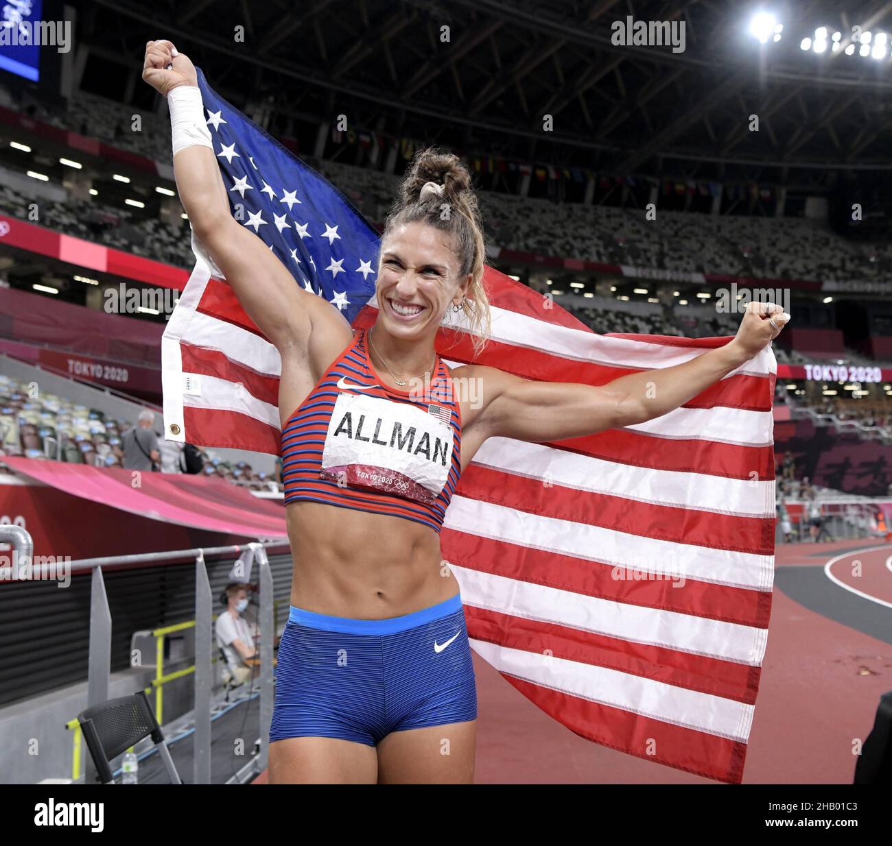 Valarie Allman of the United States celebrates after winning the women ...