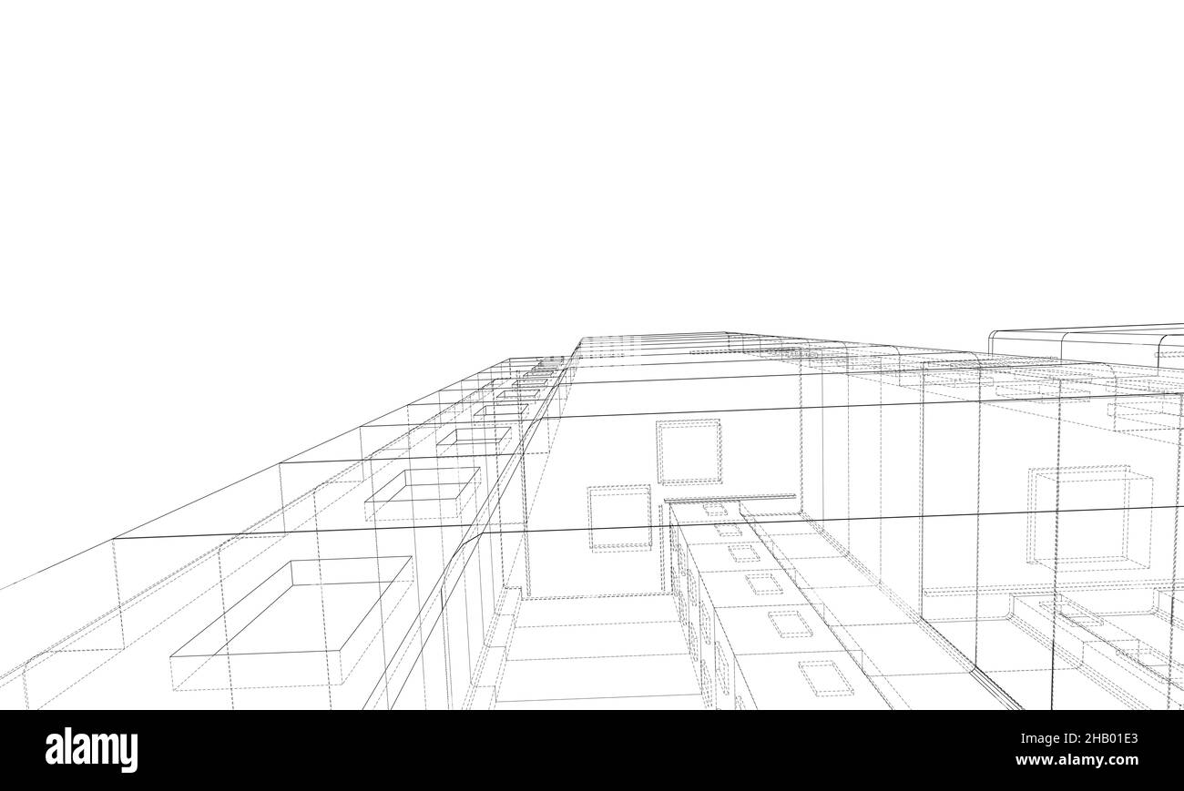 Wire-frame model of a multi-storey building Stock Photo - Alamy