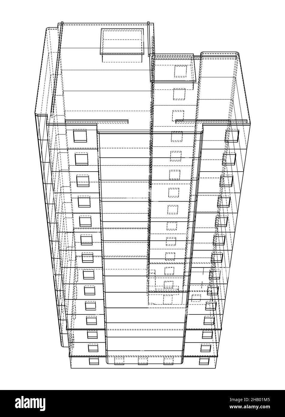 Digital 3d building wireframe Cut Out Stock Images & Pictures - Alamy