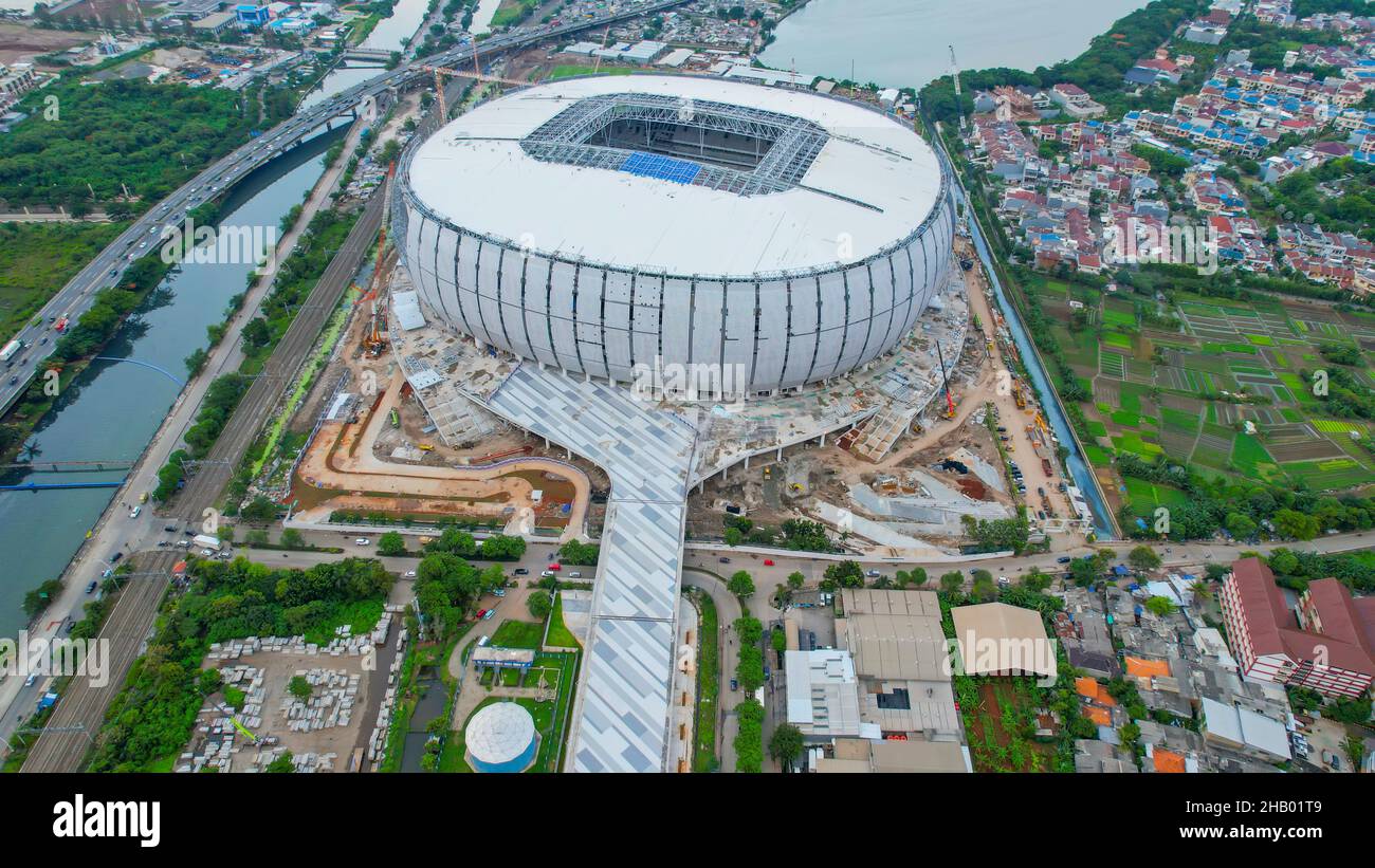 Aerial view. Construction of new football stadium for upcomming ...