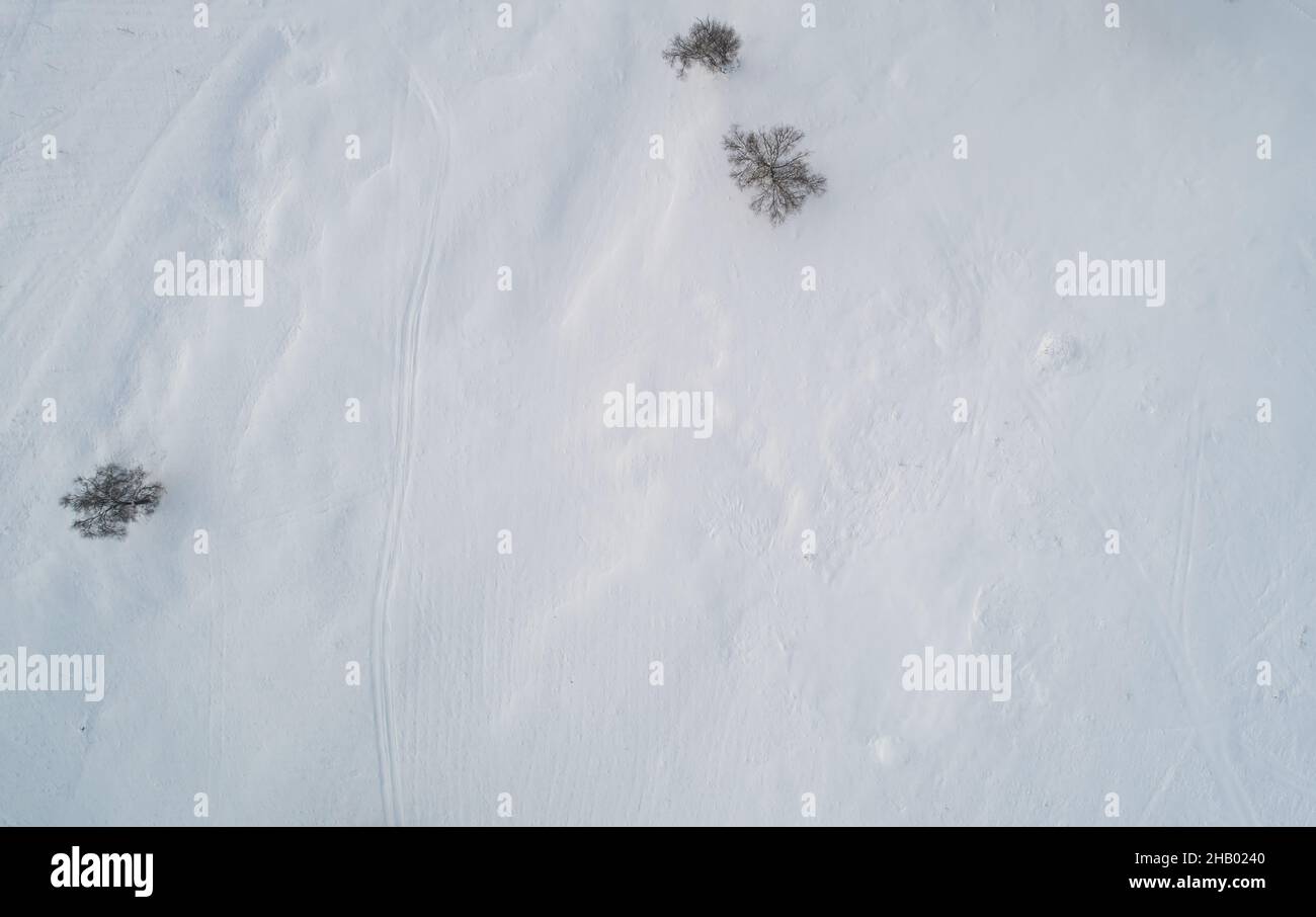 Winter snowy landscape aerial top view. Forst weather theme Stock Photo ...
