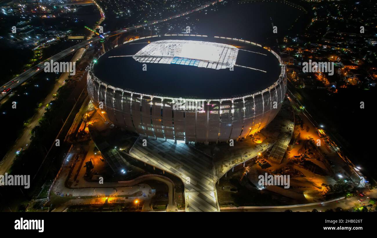 Aerial view. Construction of new football stadium for upcomming ...