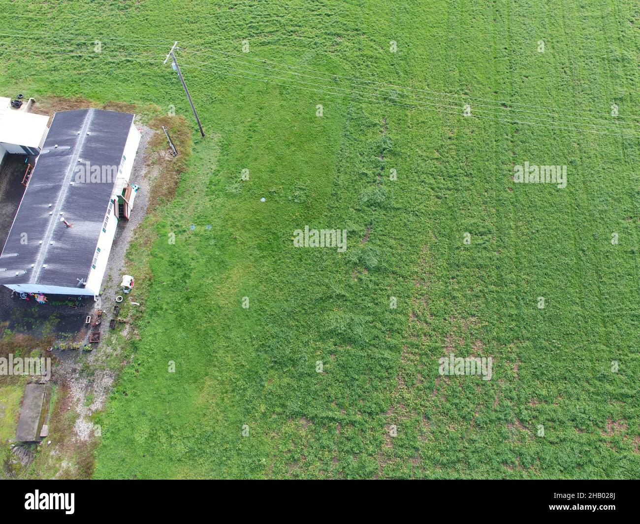 A view of farm fields in the US that will be harvested as hay Stock ...