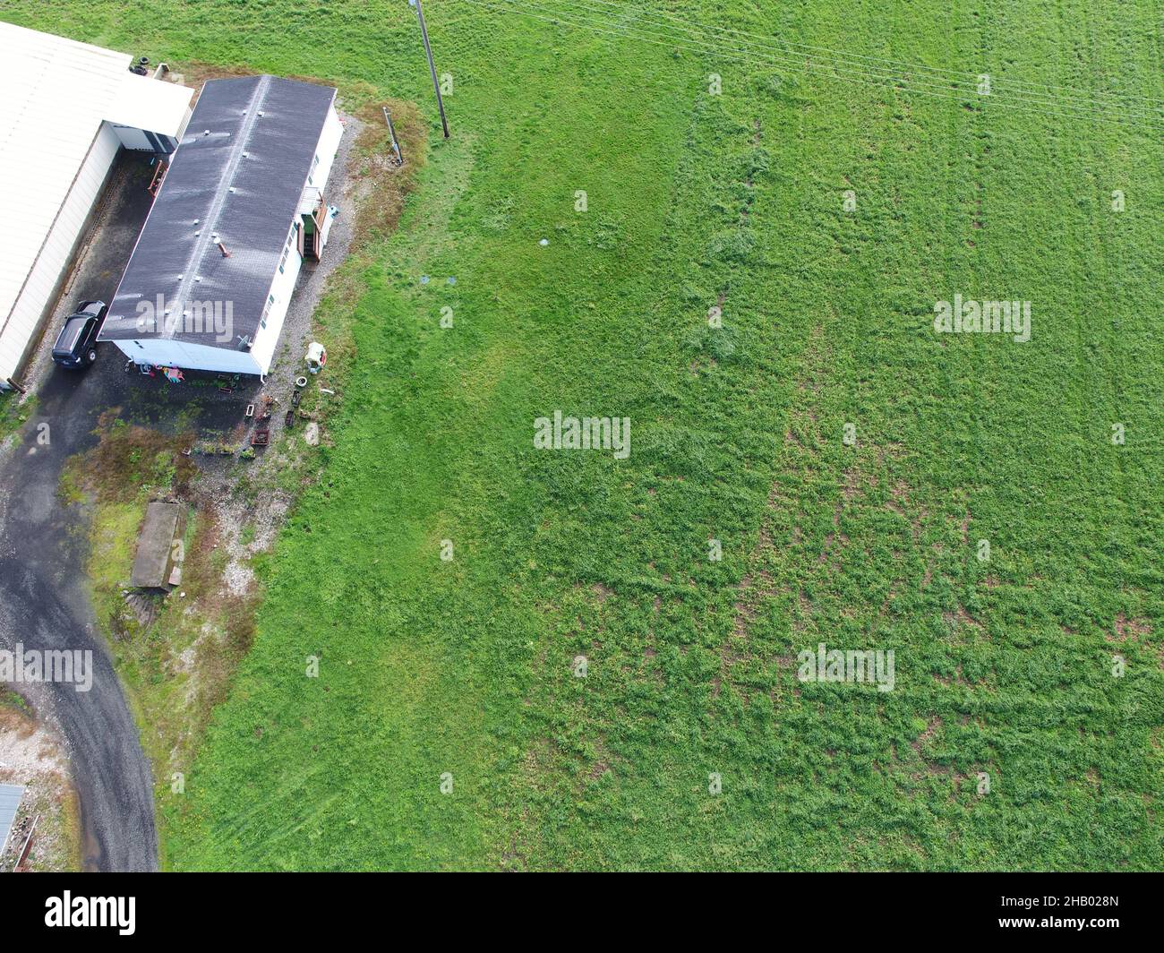 A view of farm fields in the US that will be harvested as hay Stock ...