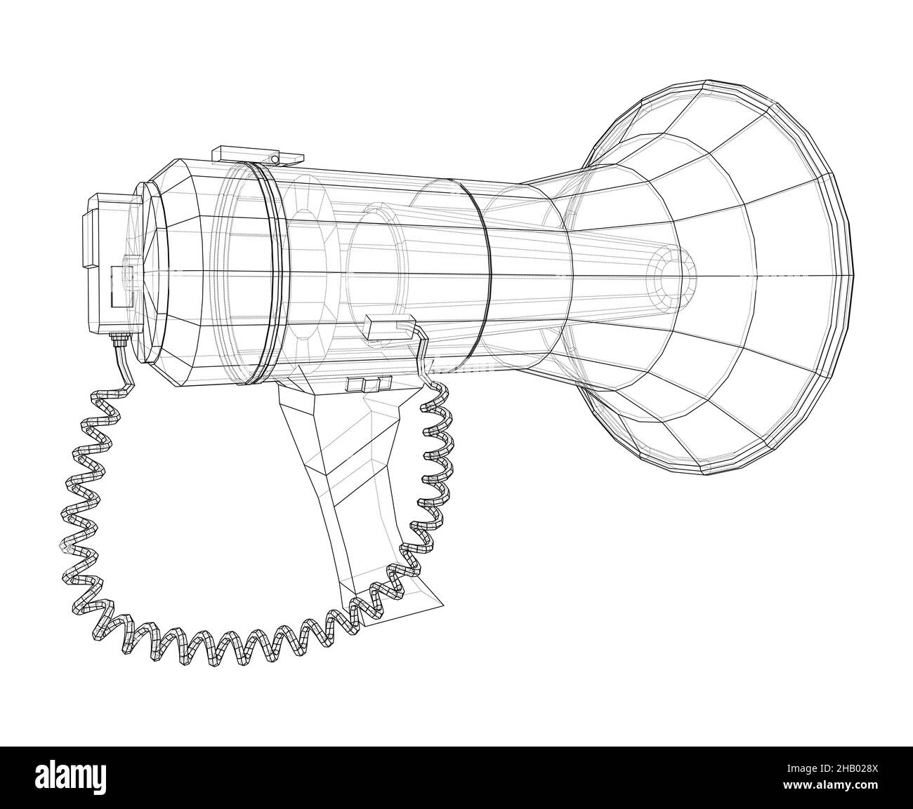 Megaphone concept outline. 3d illustration Stock Photo - Alamy