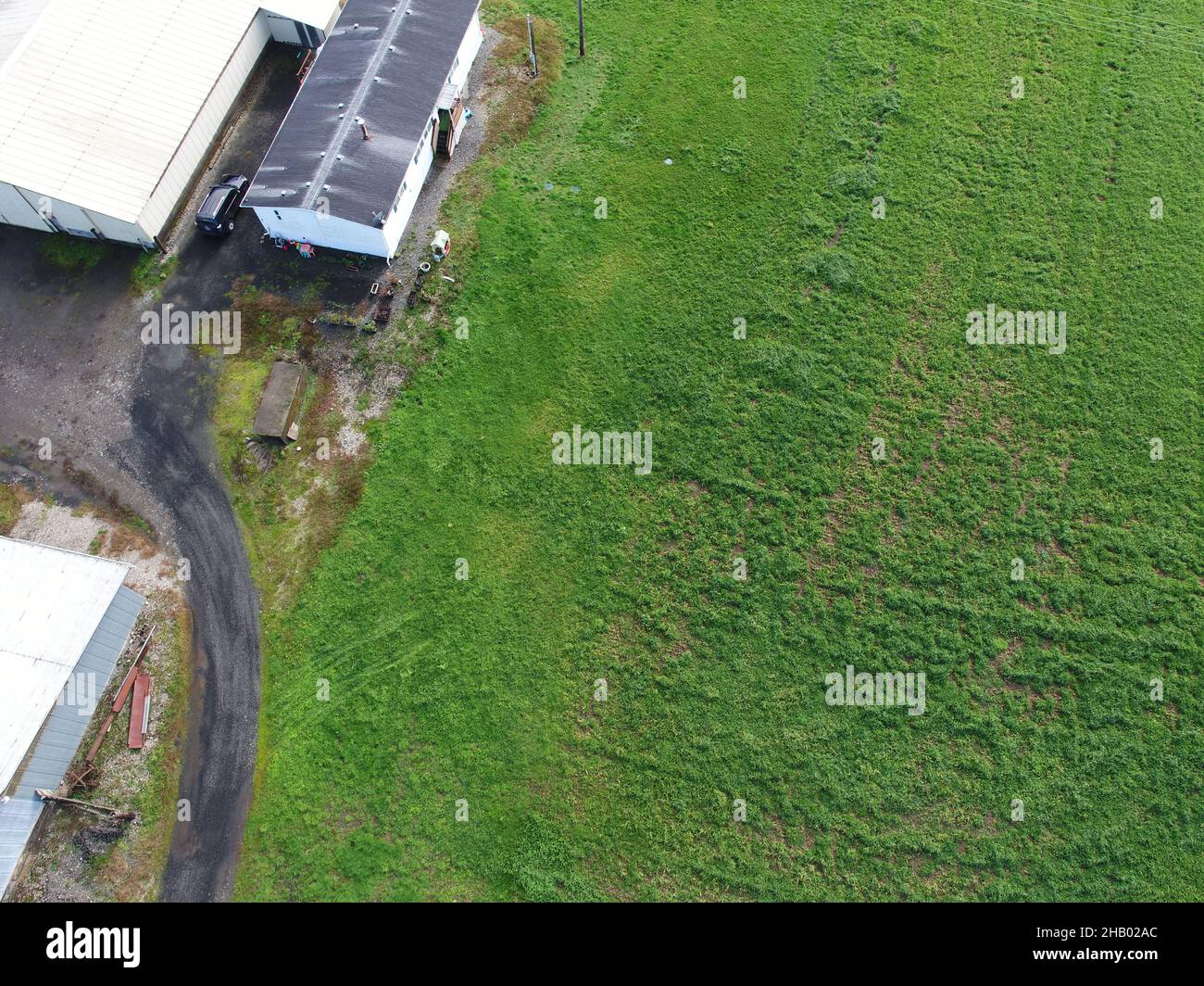 A view of farm fields in the US that will be harvested as hay Stock ...