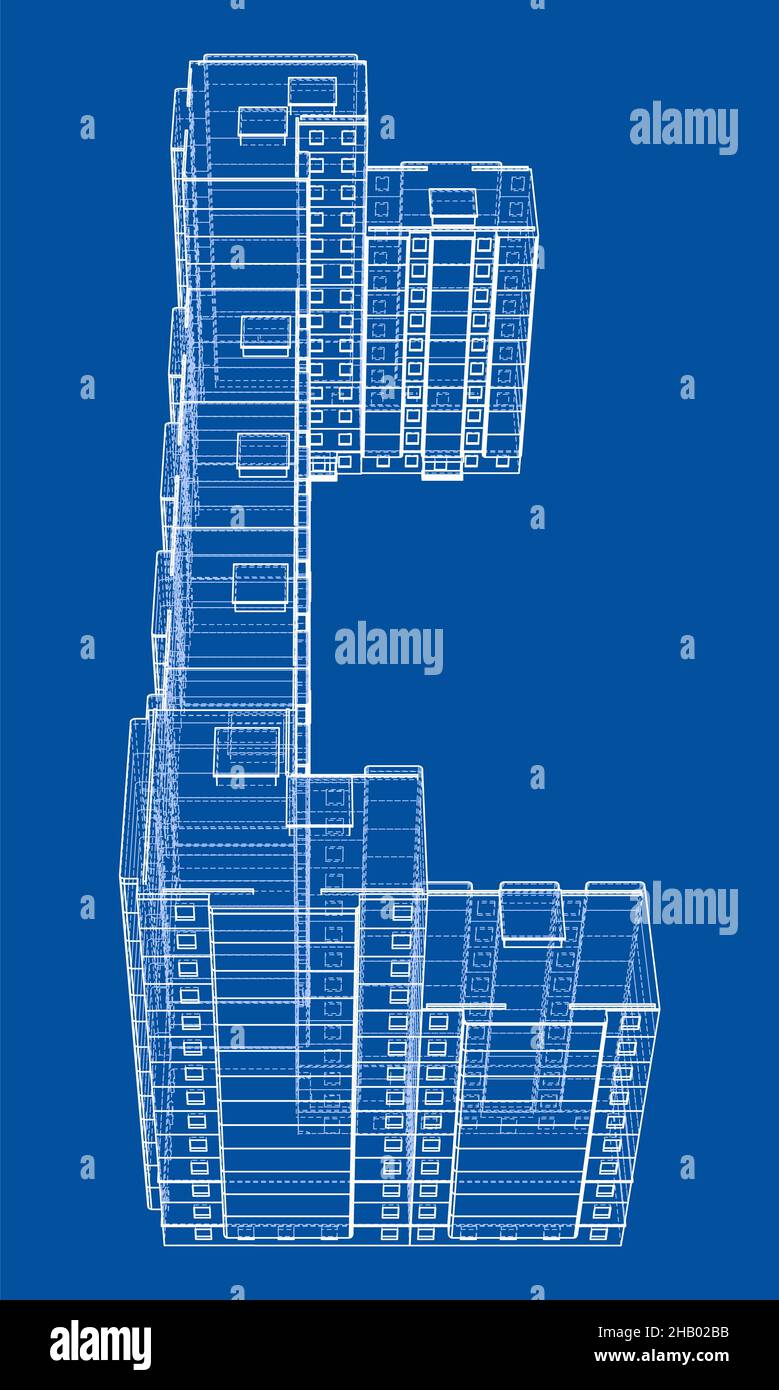 Wire-frame model of a multi-storey building Stock Photo - Alamy