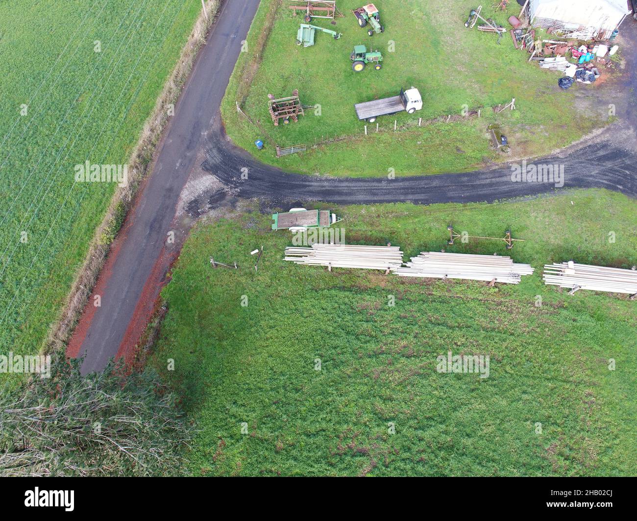 A view of farm fields in the US that will be harvested as hay Stock ...