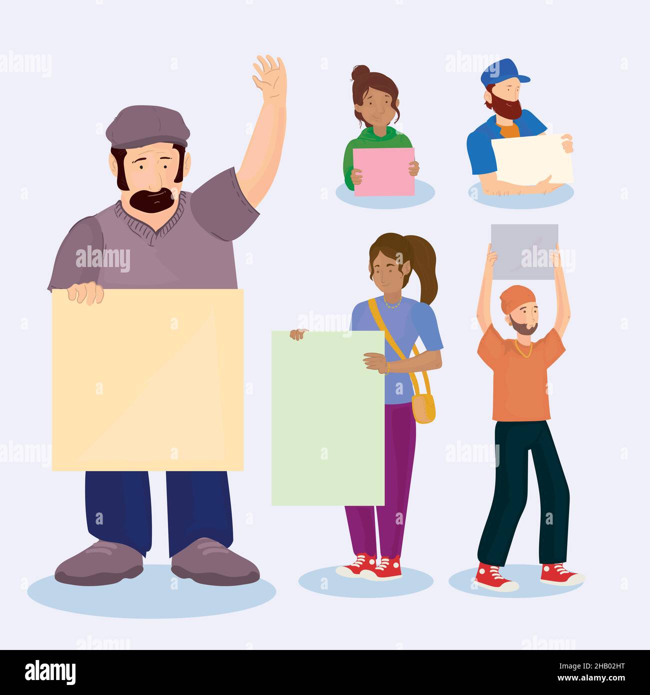 group of people holding signboards Stock Vector Image & Art - Alamy