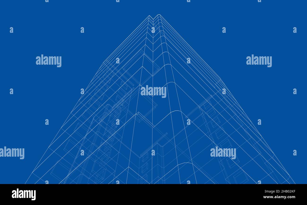 Wire-frame model of a multi-storey building Stock Photo - Alamy