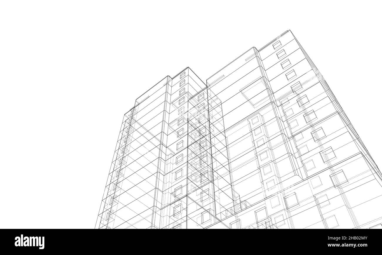 Wire-frame model of a multi-storey building Stock Photo - Alamy