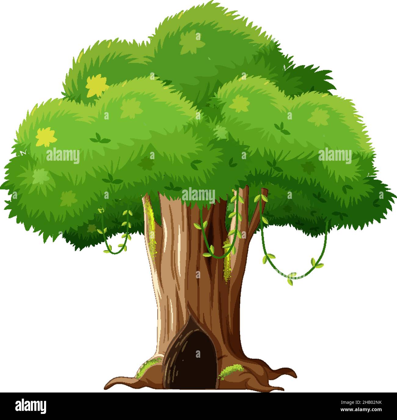 Fantasy tree house inside tree trunk illustration Stock Vector Image ...
