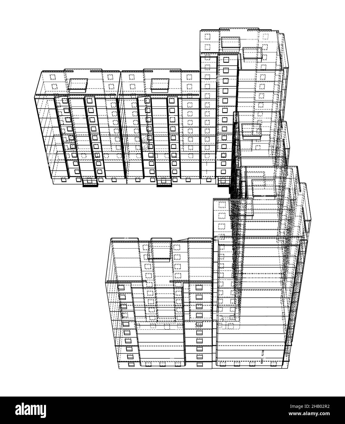 Wire-frame model of a multi-storey building Stock Photo - Alamy