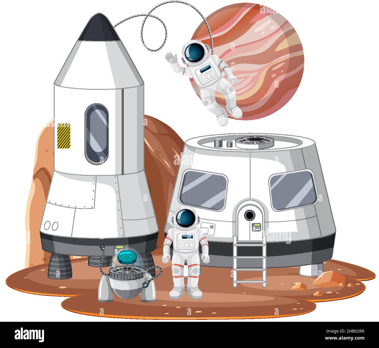 Space station landscape with astronaut illustration Stock Vector Image ...